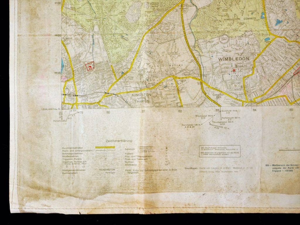 Extremely Rare WW2 German Luftwaffe Navigators London Bombing Map ...