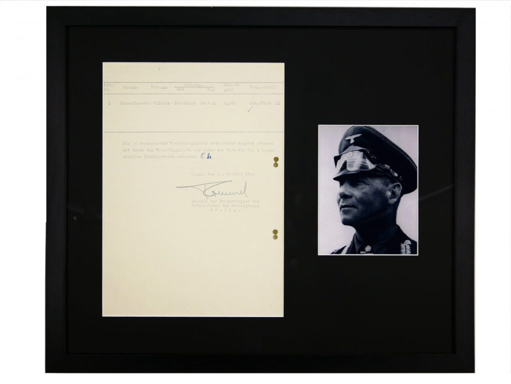 Erwin Rommel - Signed Award of War Merit Cross With Swords (24.10.1941 ...
