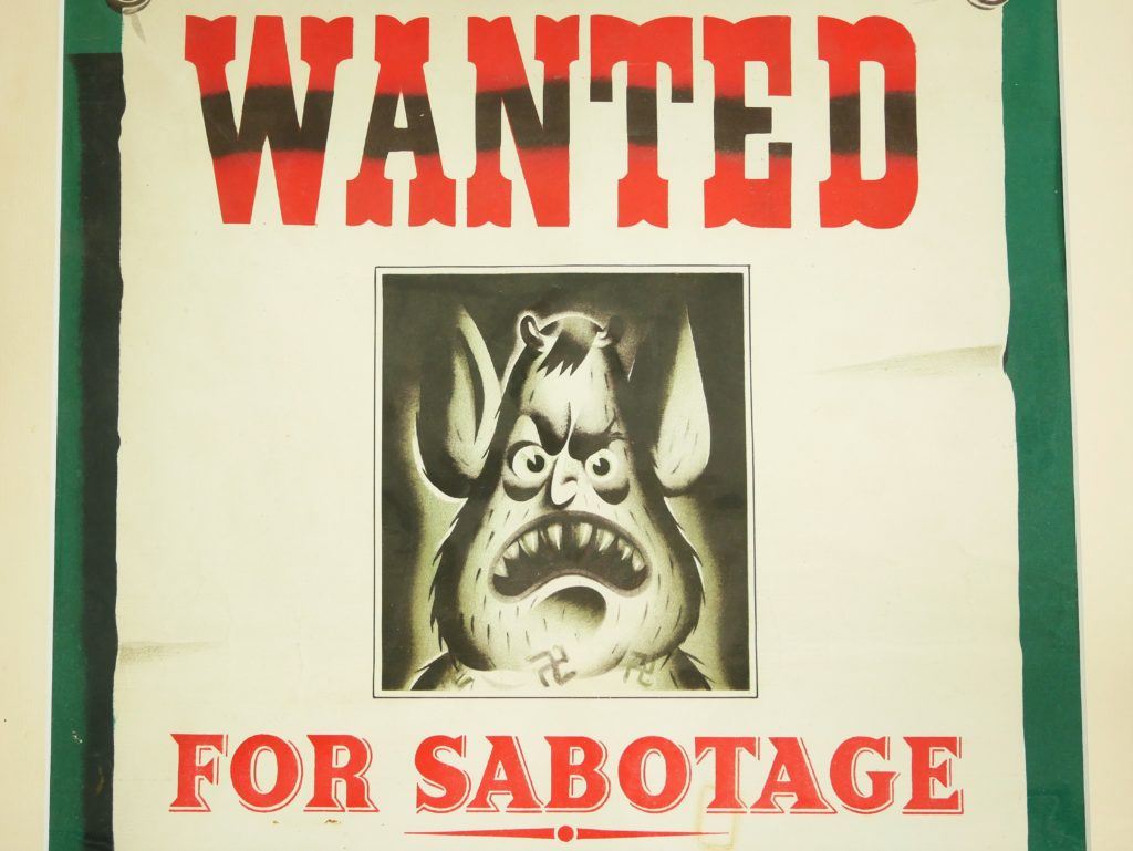 Wanted For Sabotage The Squanderbug Poster WW2 Sold